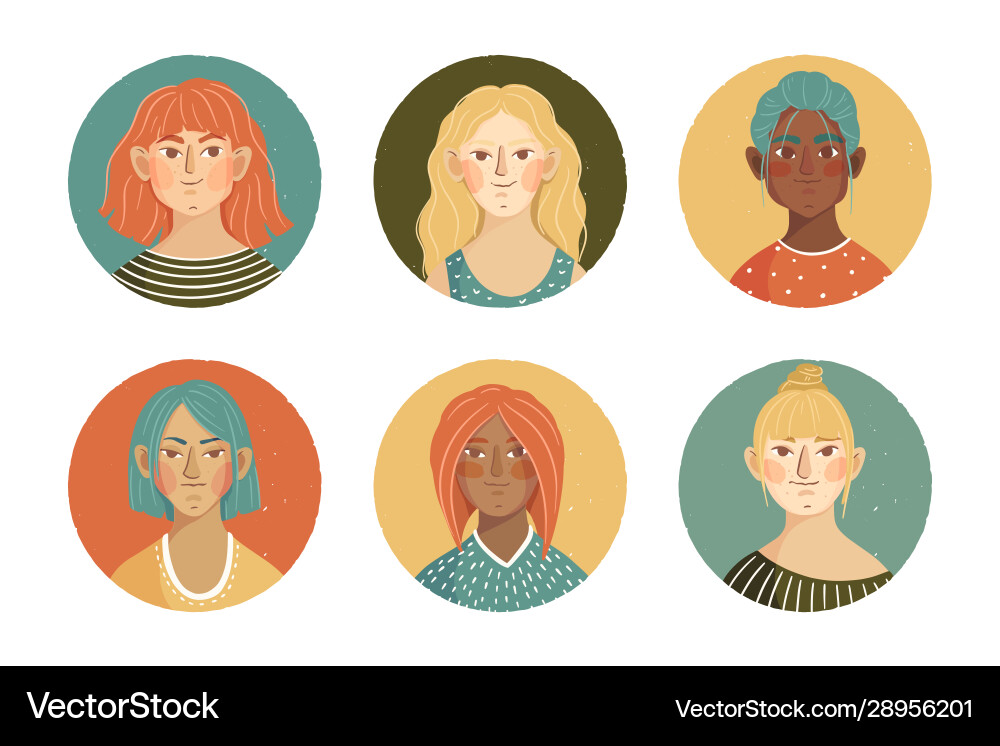 Girls avatar collection Royalty Free Vector Image