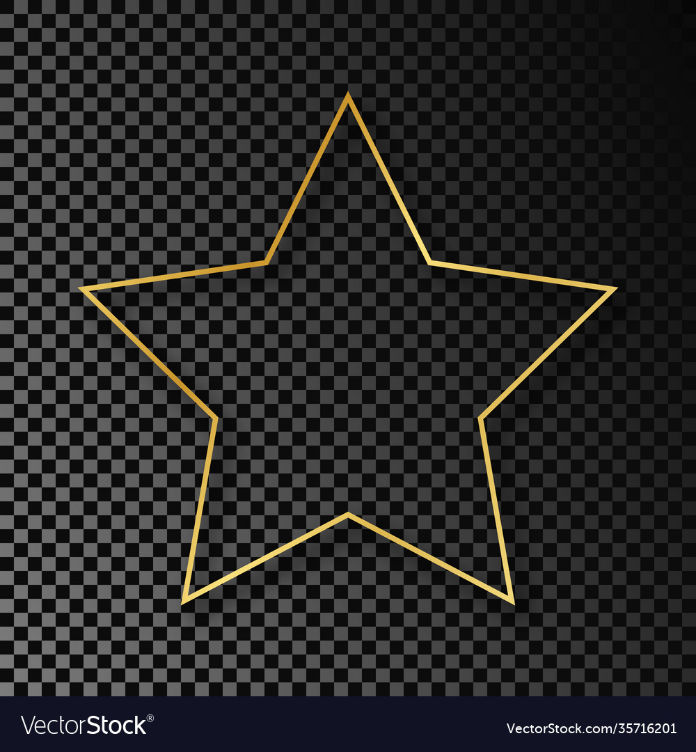 Gold glowing star shape frame with shadow Vector Image