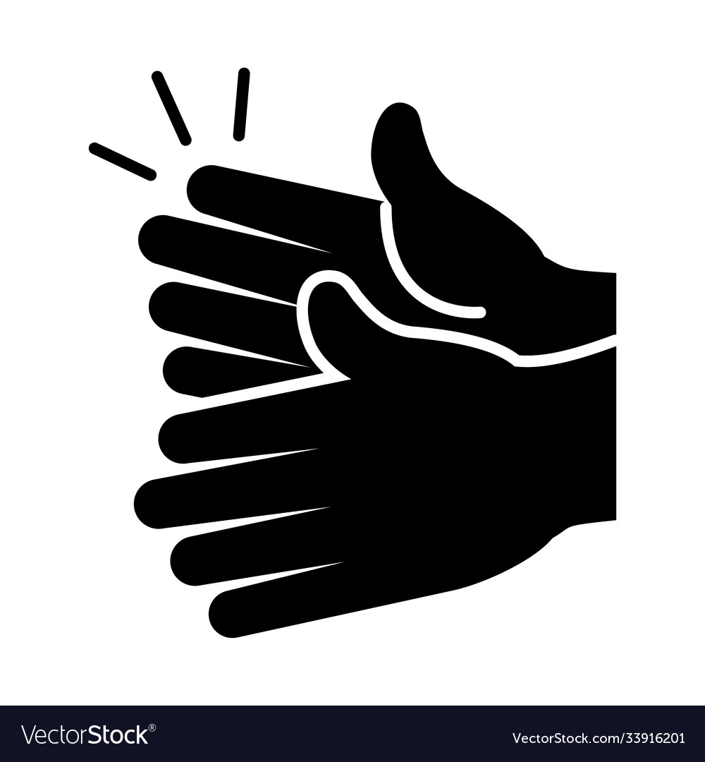 Hands clapping icon silhouette style Royalty Free Vector