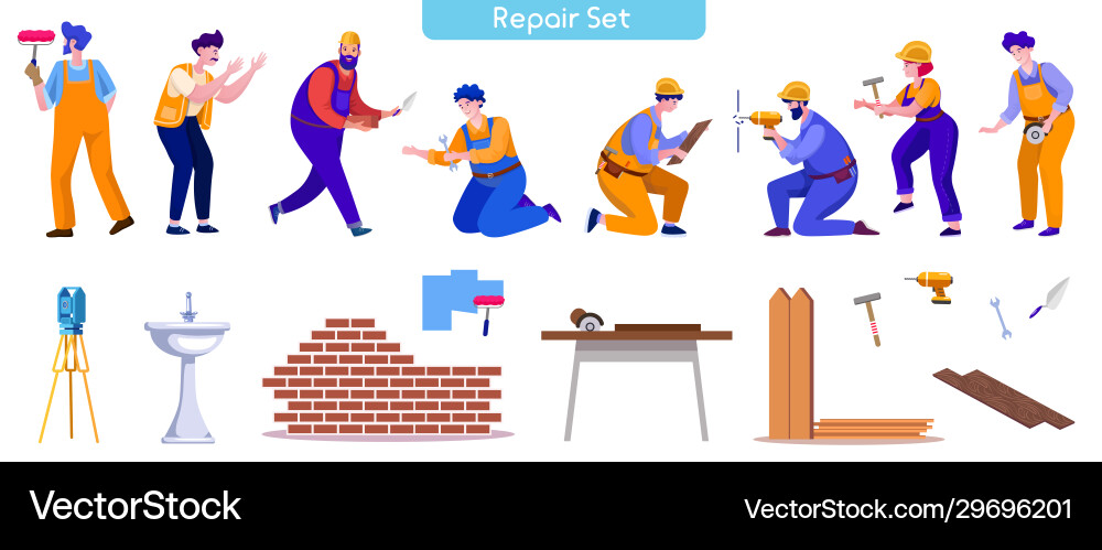 House repair and renovation flat Royalty Free Vector Image
