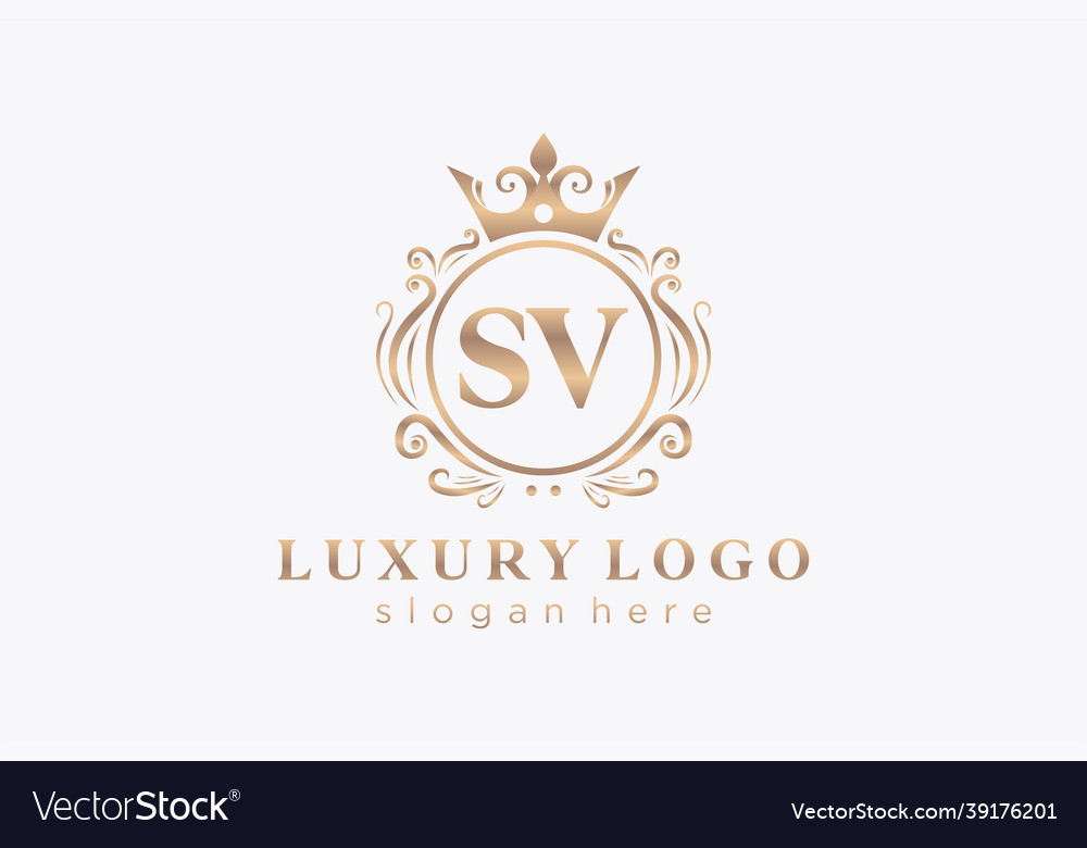 Initial sv letter royal luxury logo template Vector Image