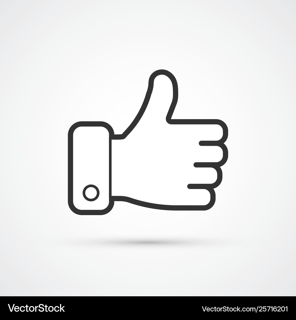 Like hand flat line trendy black icon eps10 Vector Image