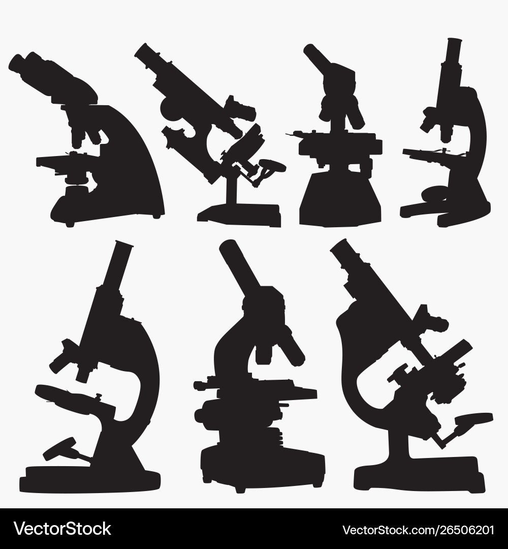 Microscope silhouettes Royalty Free Vector Image