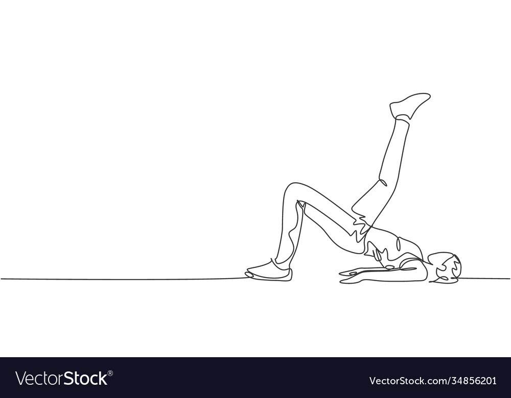 One single line drawing young energetic woman Vector Image