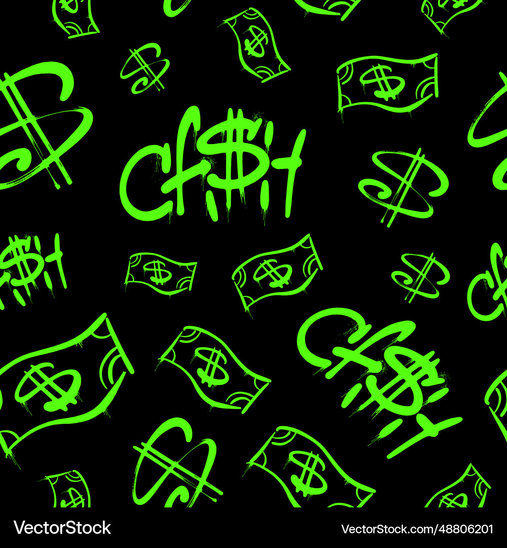 Seamless pattern cash with money street graffiti Vector Image