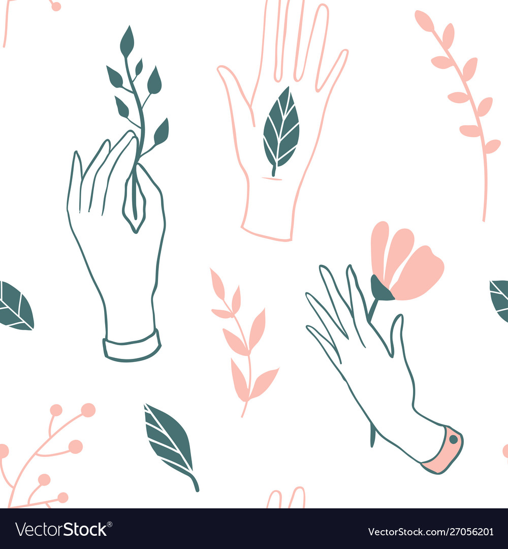 Seamless pattern with hands Royalty Free Vector Image