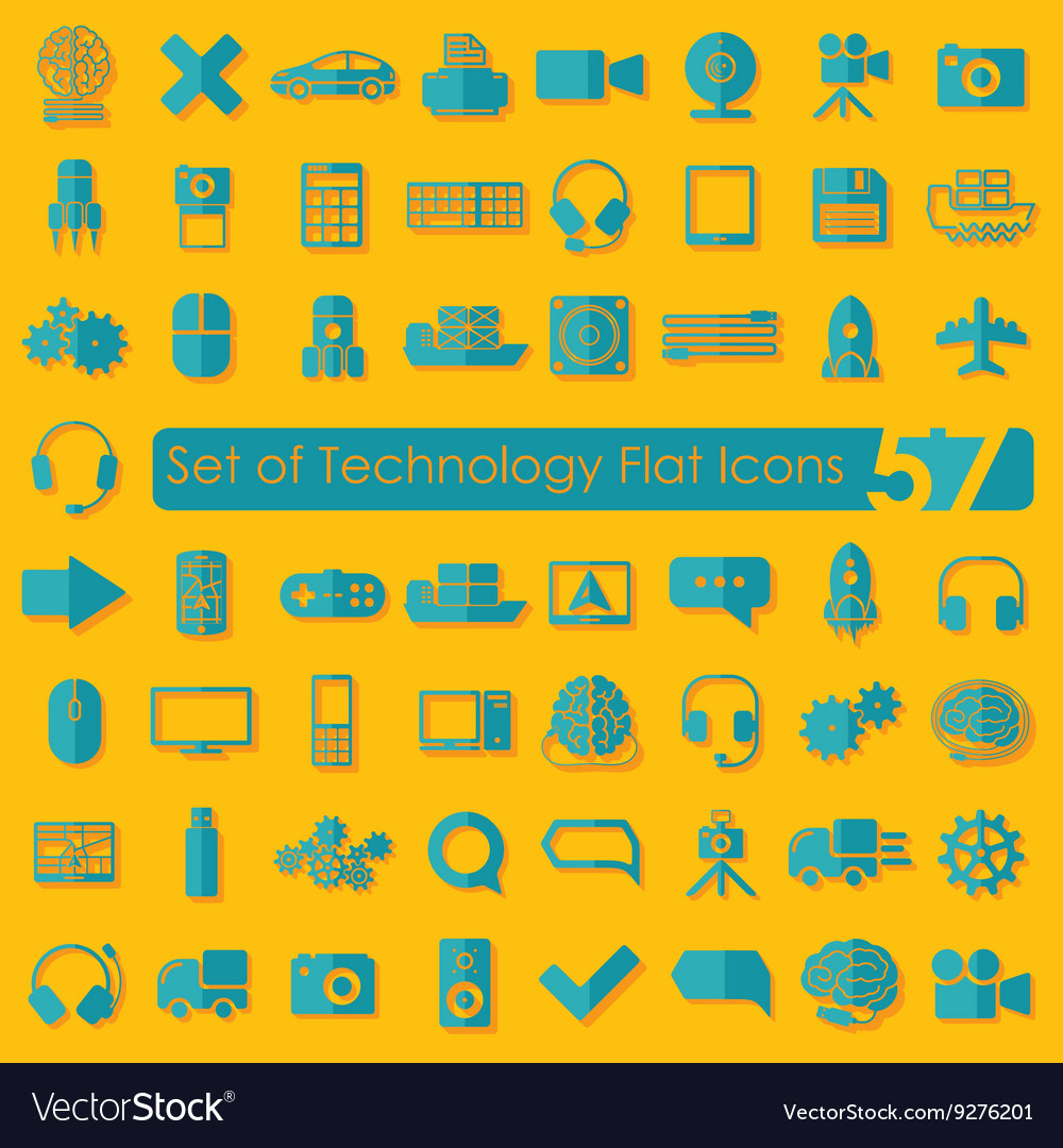 Set of technology flat icons Royalty Free Vector Image
