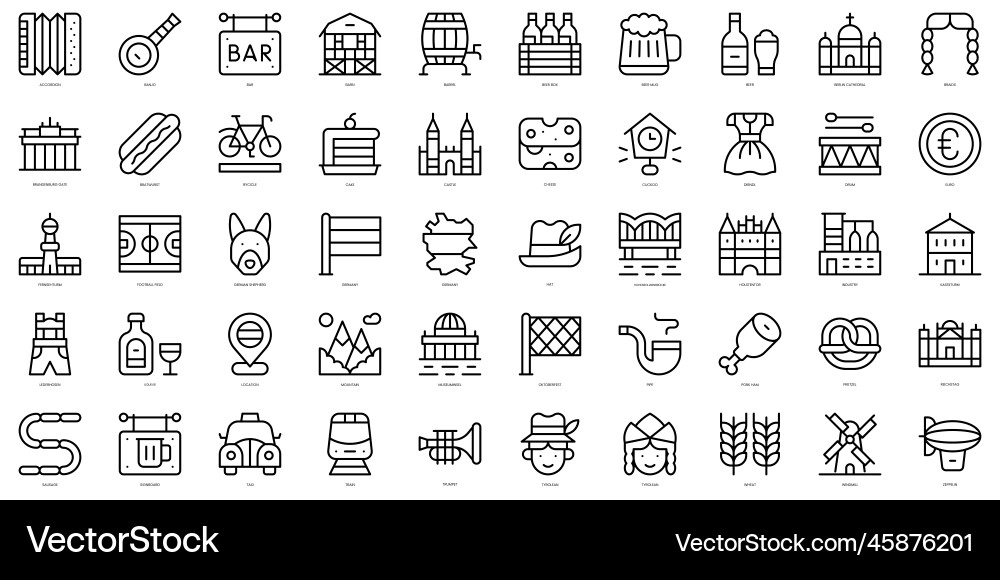 Set of thin line germany icons Royalty Free Vector Image