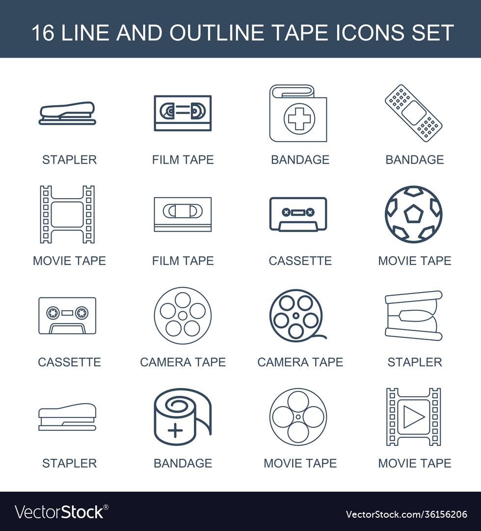16 tape icons Royalty Free Vector Image - VectorStock