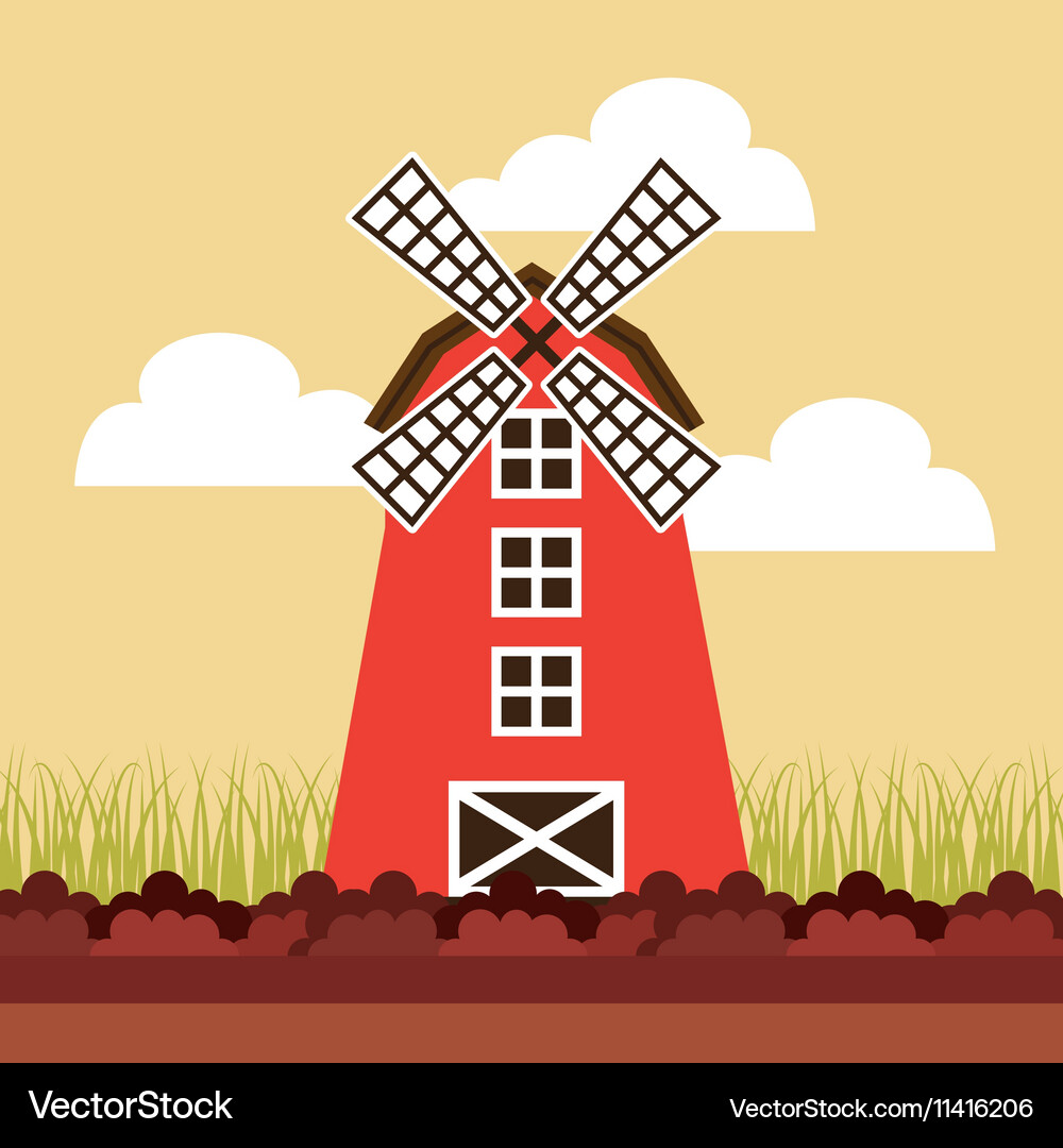 Agriculture production landscape icon Royalty Free Vector