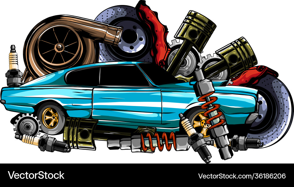 Car system spare parts realistic Royalty Free Vector Image