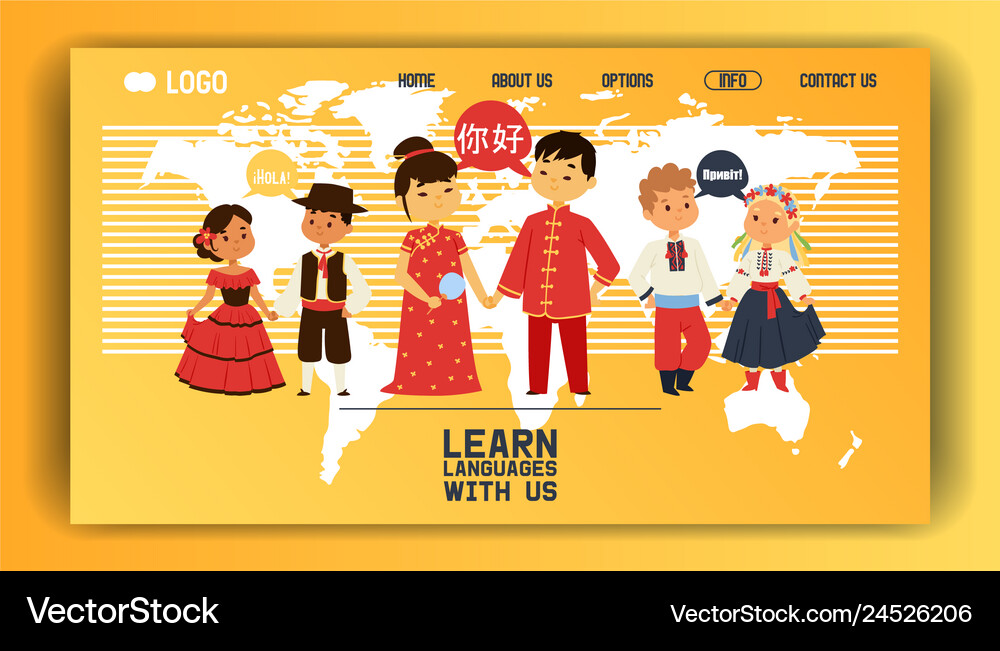 Children nationalities web page kids Royalty Free Vector