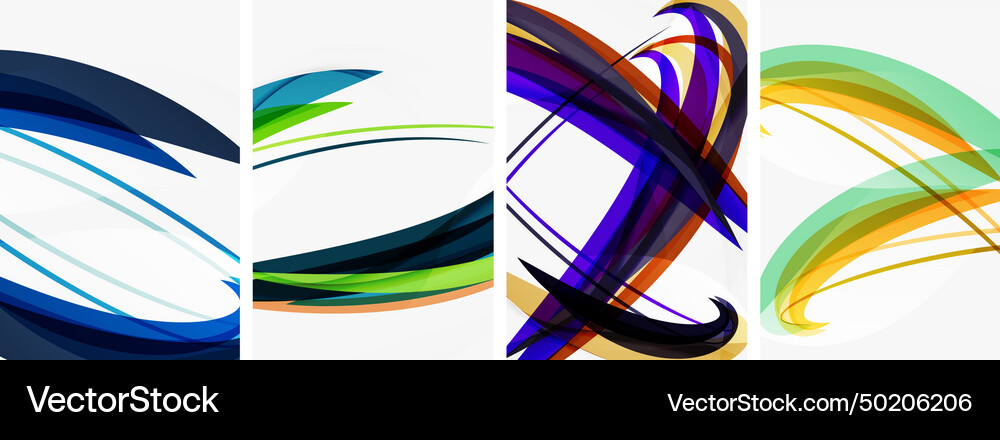 Colorful wave lines poster set for wallpaper Vector Image