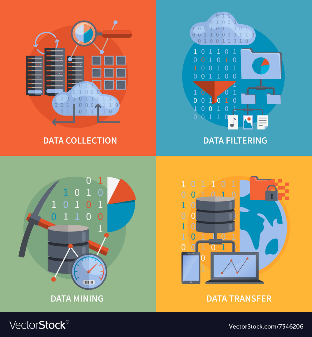 Data processing 2x2 design concept Royalty Free Vector Image