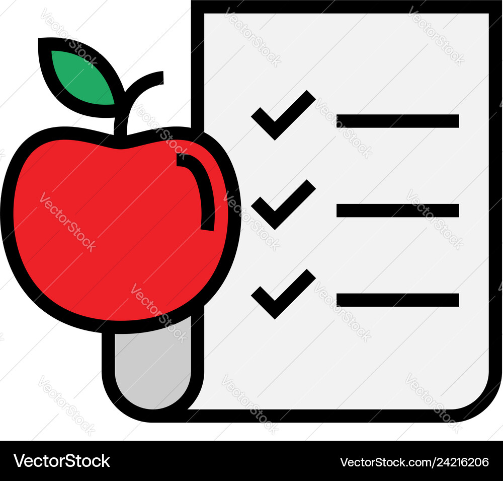 Diet plan icon food nutrition list sheet Vector Image