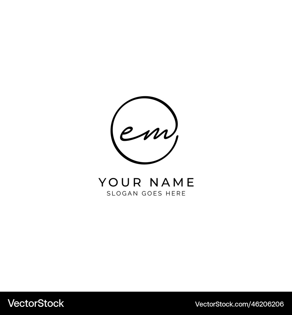 E m em initial letter handwritten signature logo Vector Image