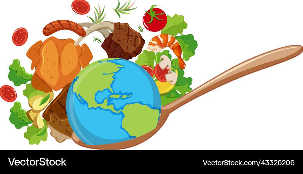 Earth around with food and vegetable Royalty Free Vector
