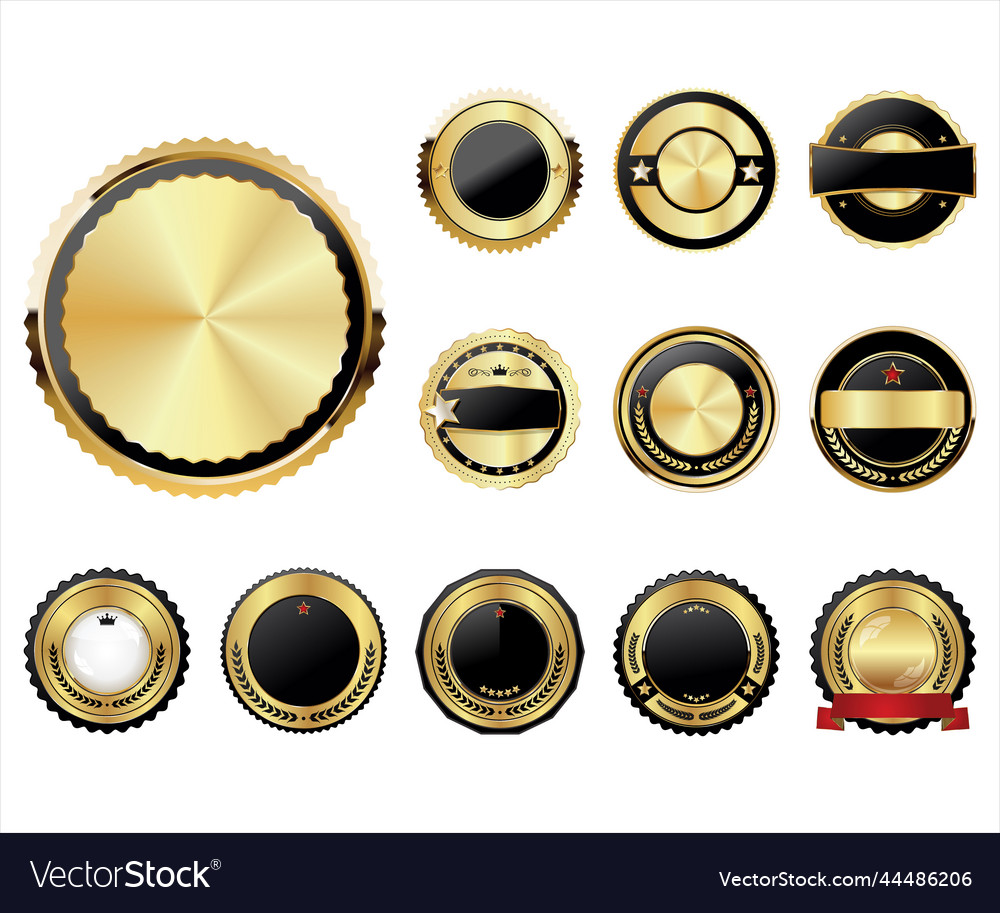 Golden Badge Retro Style Isolated On White Vector Image