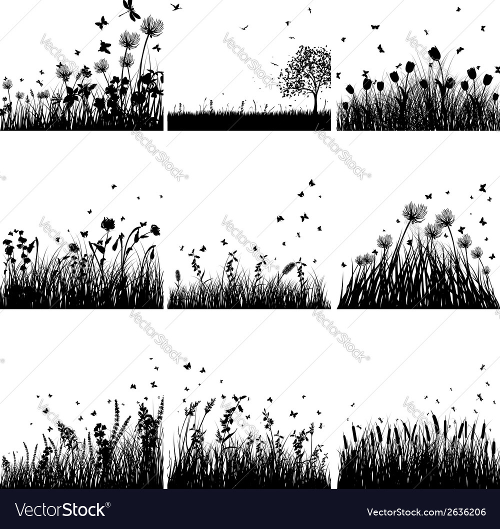 Grass set Royalty Free Vector Image - VectorStock