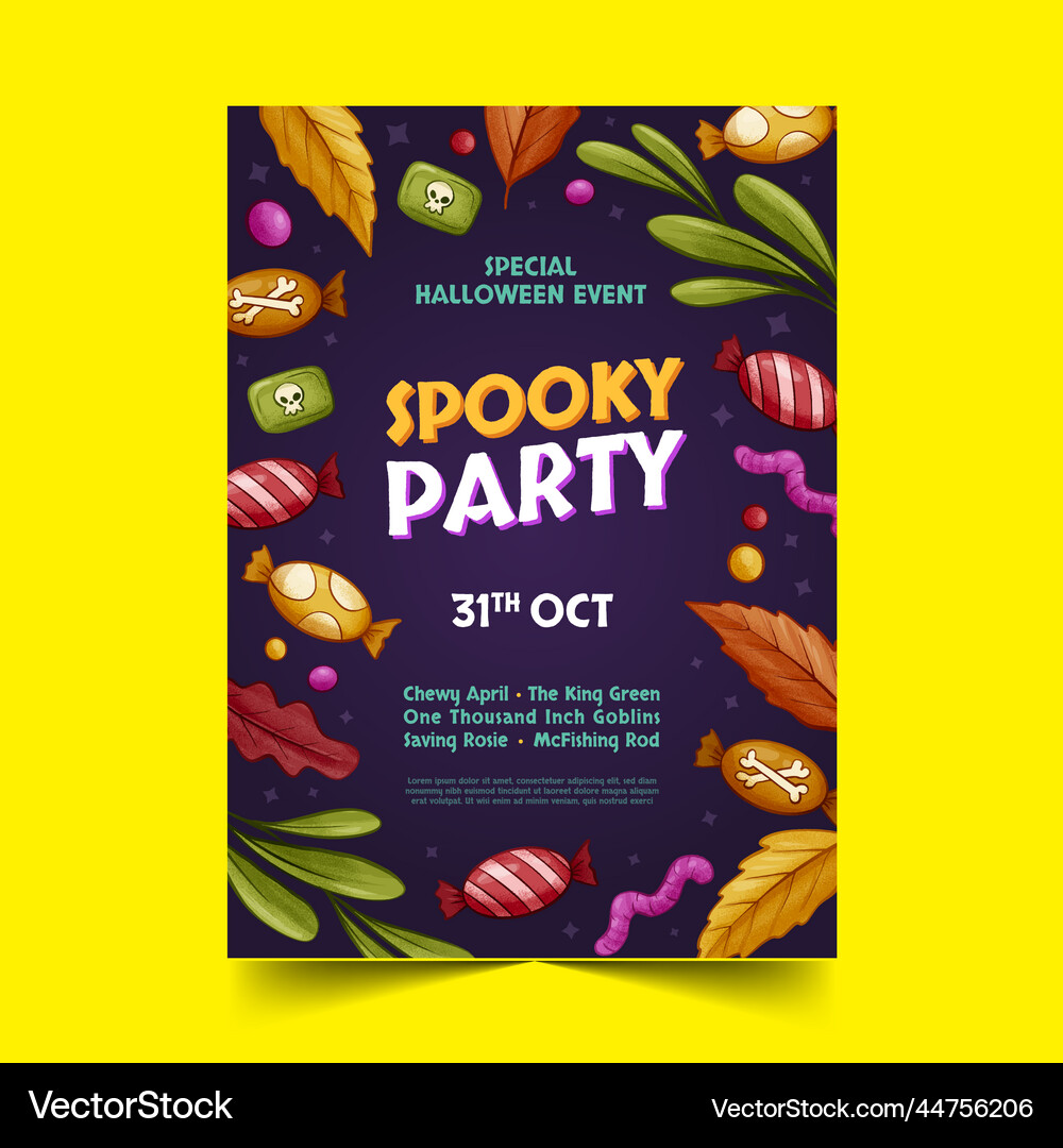 Hand drawn halloween vertical flyer template Vector Image