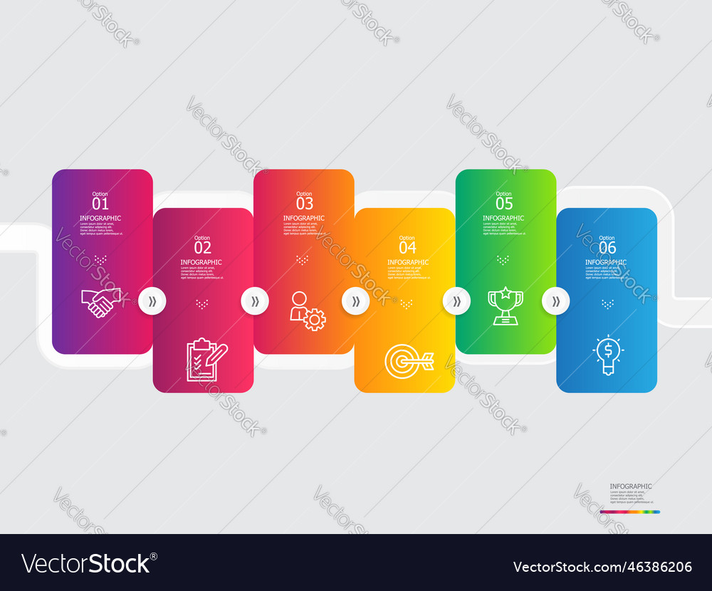 Horizontal steps timeline infographic element Vector Image