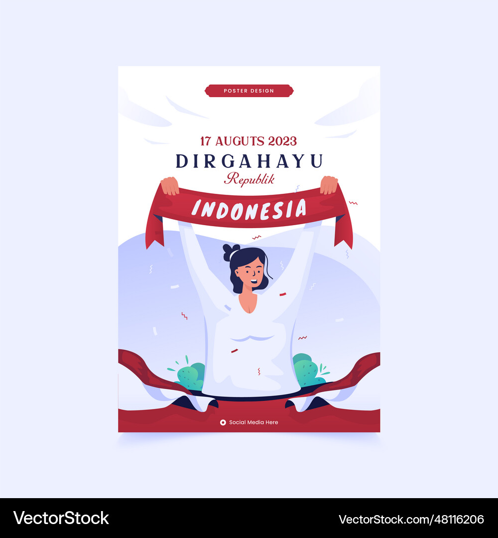 Indonesian independence day poster design Vector Image