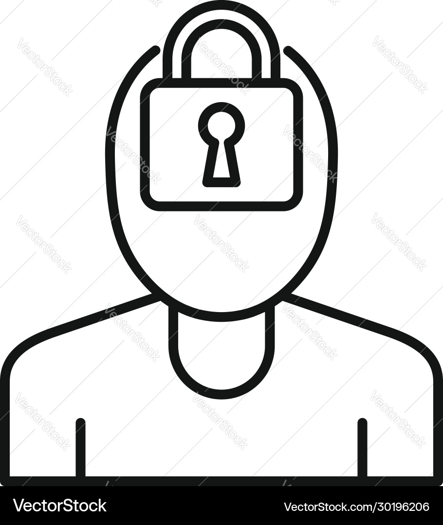 Mental person lock icon outline style Royalty Free Vector