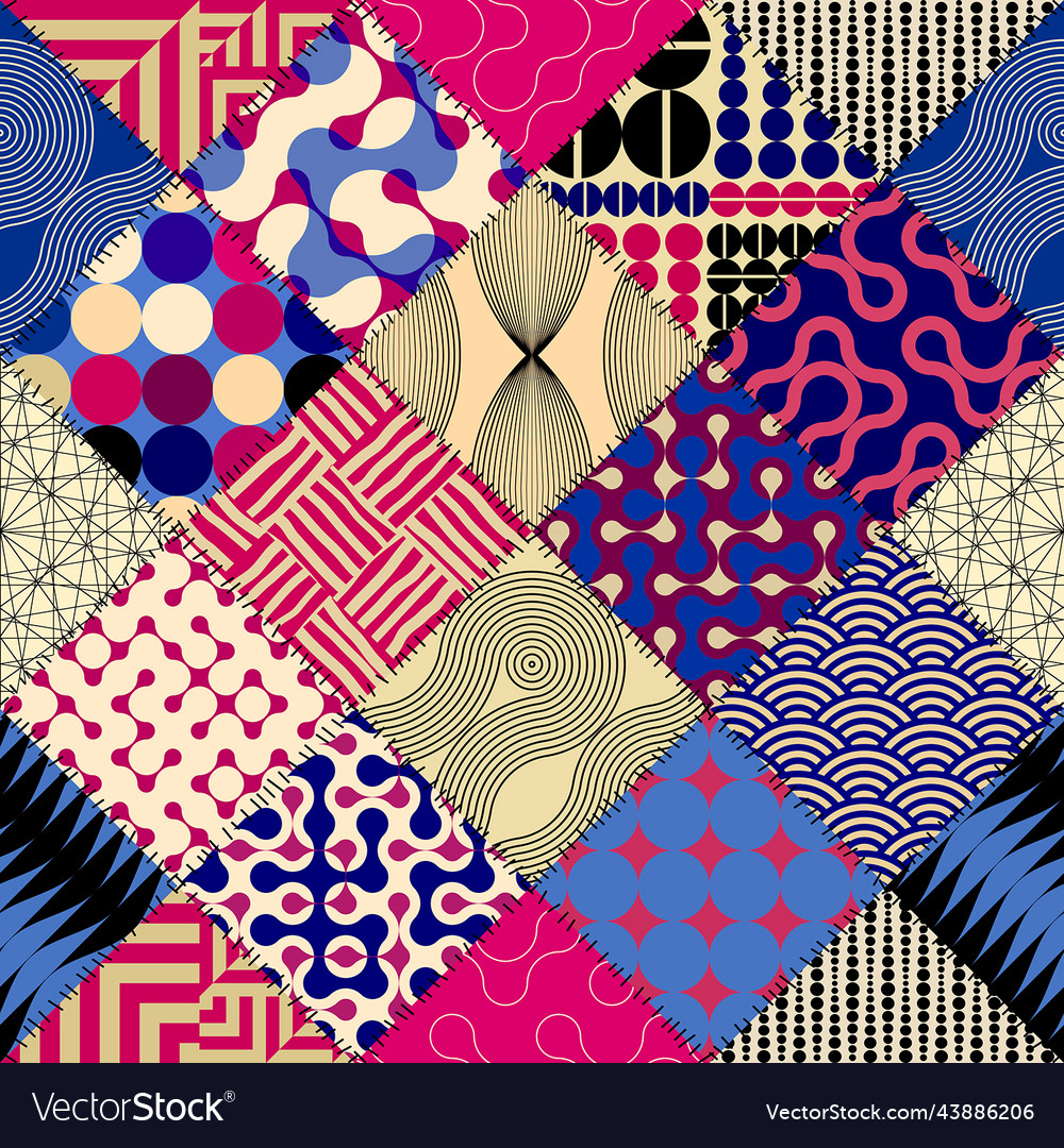 Patchwork textile pattern seamless quilting Vector Image