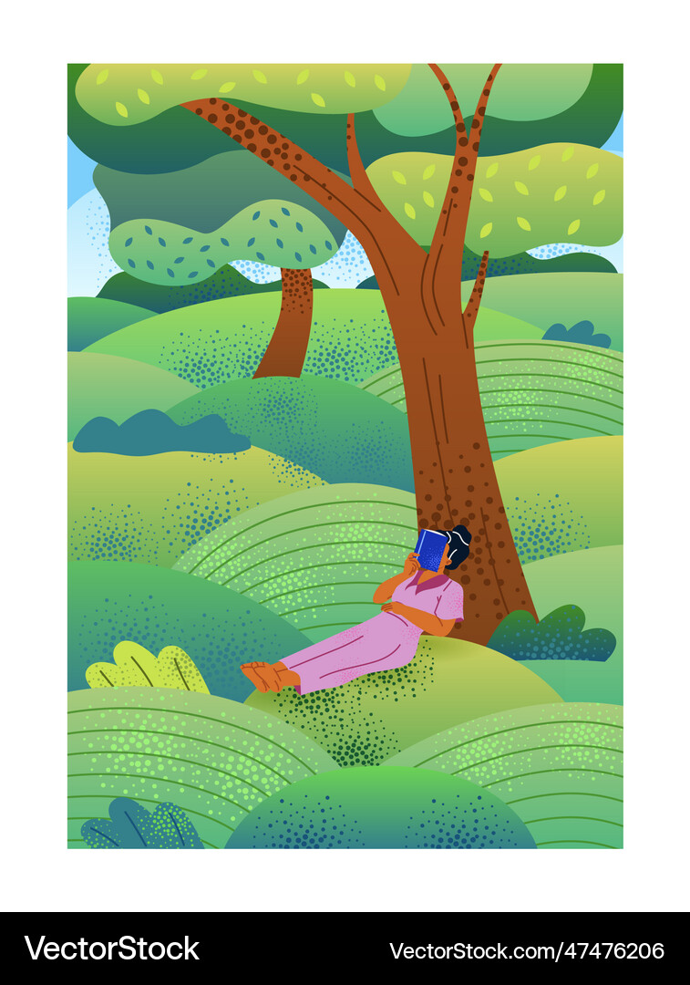 Poster with relaxed woman Royalty Free Vector Image