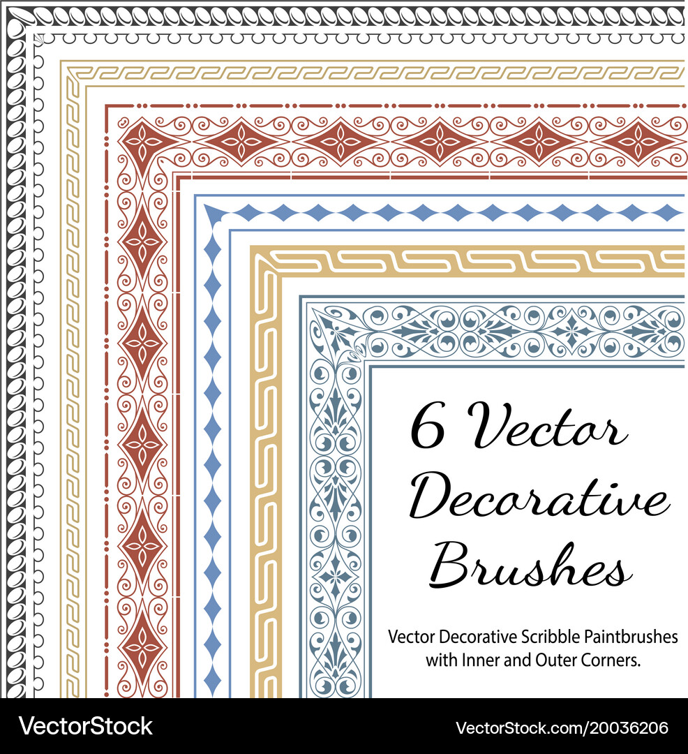 Set of decorative color brushes Royalty Free Vector Image