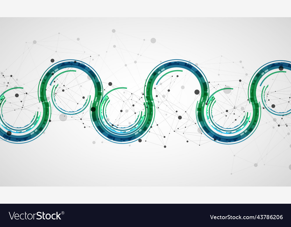 Technical background with plexus effect and wave Vector Image