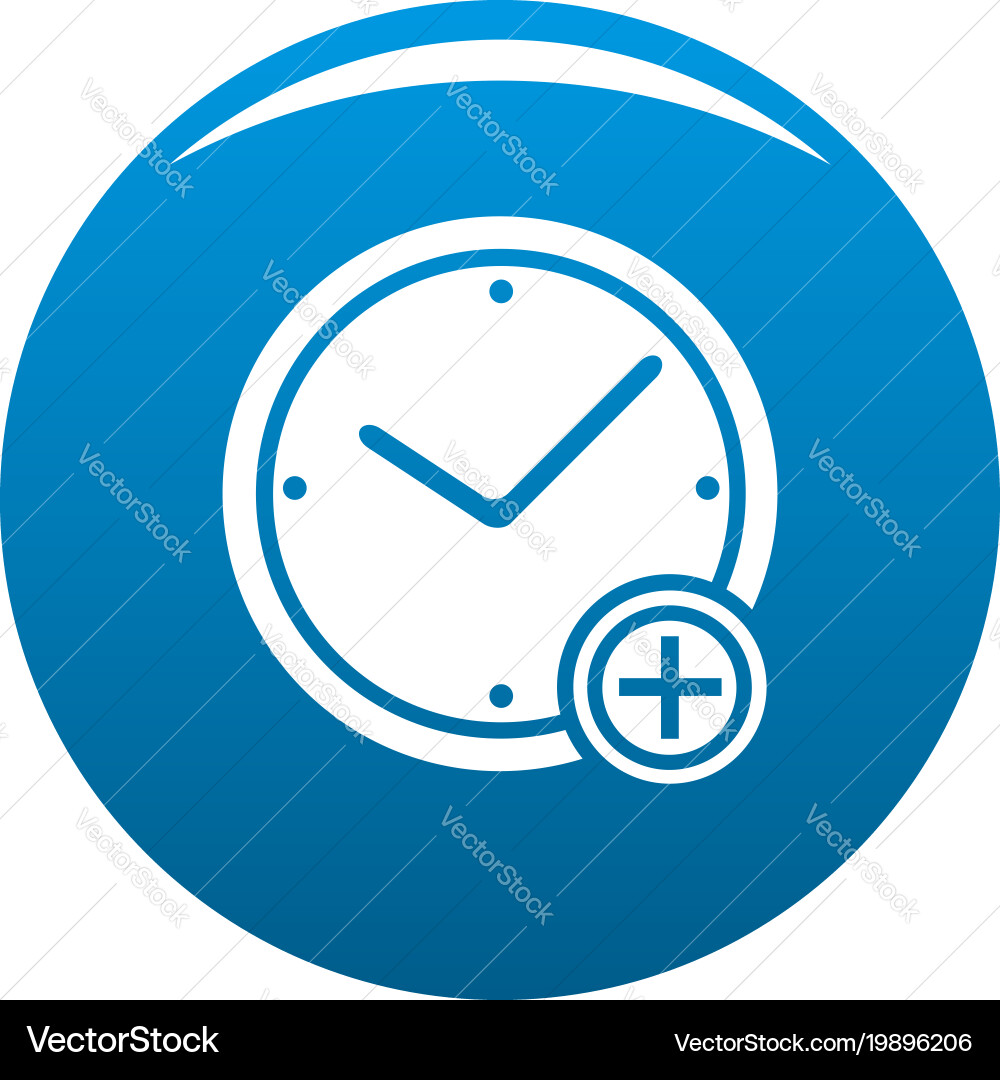 Time plus icon blue Royalty Free Vector Image - VectorStock