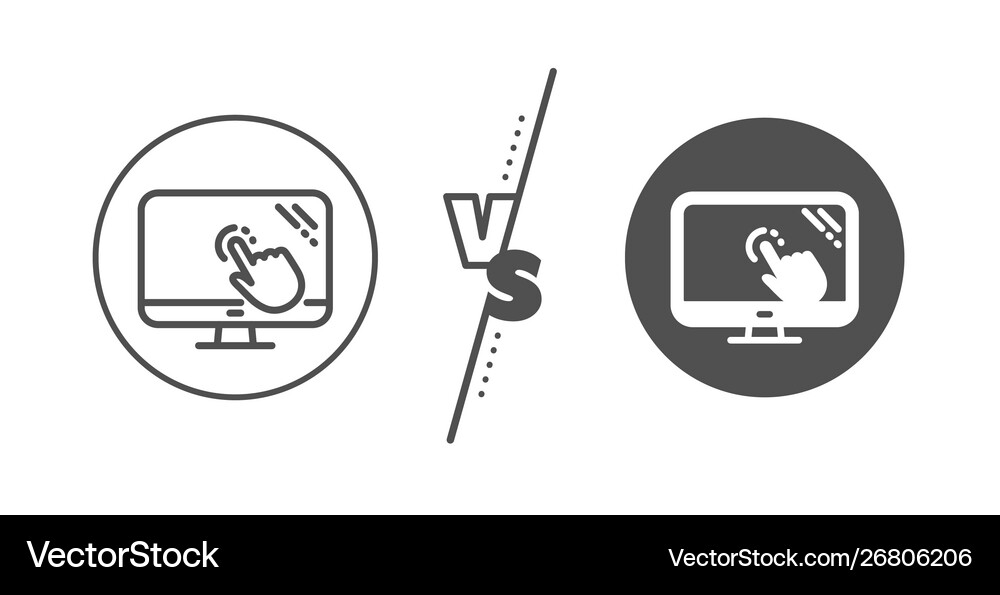 Touch screen line icon online quiz test sign Vector Image