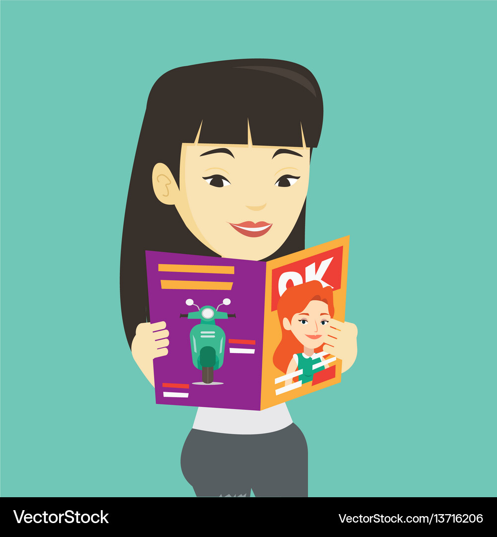 Woman reading magazine Royalty Free Vector Image