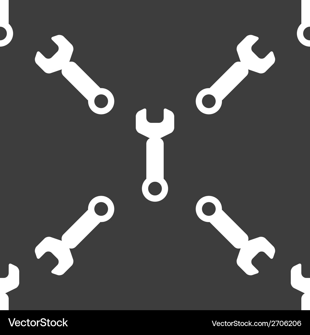 Wrench tool to work web icon flat design seamless Vector Image