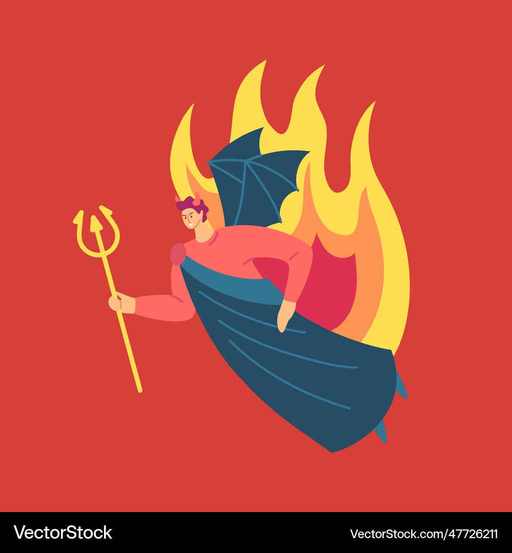 Cartoon color character demon Royalty Free Vector Image