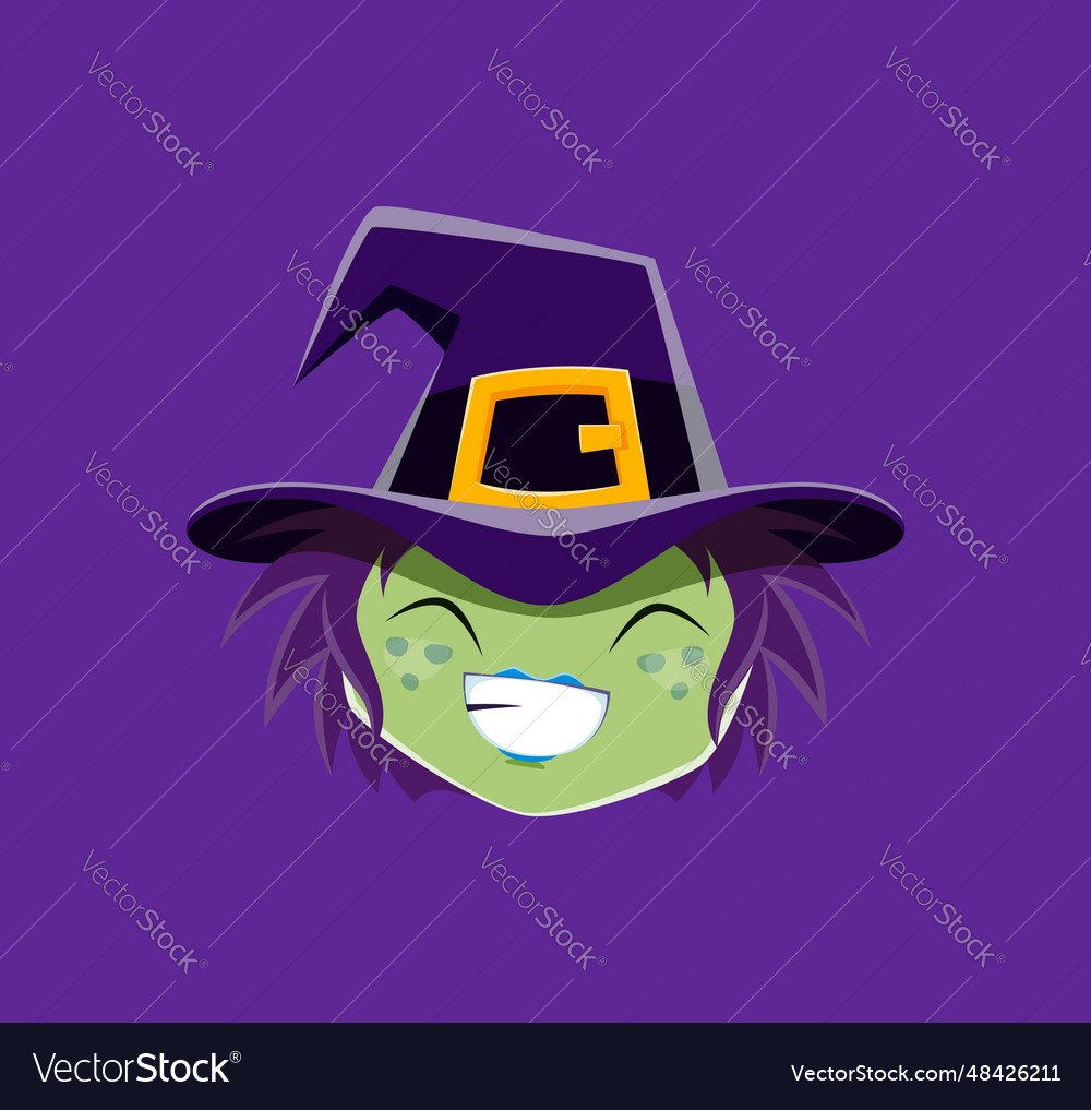 Cartoon witch halloween emoji character face Vector Image