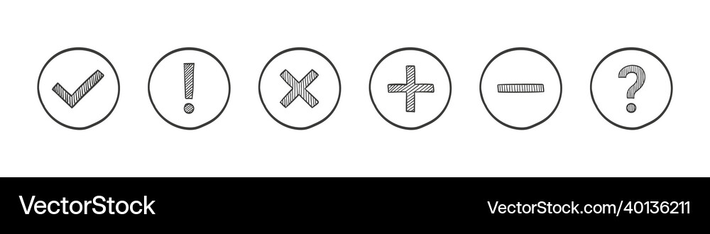 Check mark icons tick sign exclamation mark Vector Image