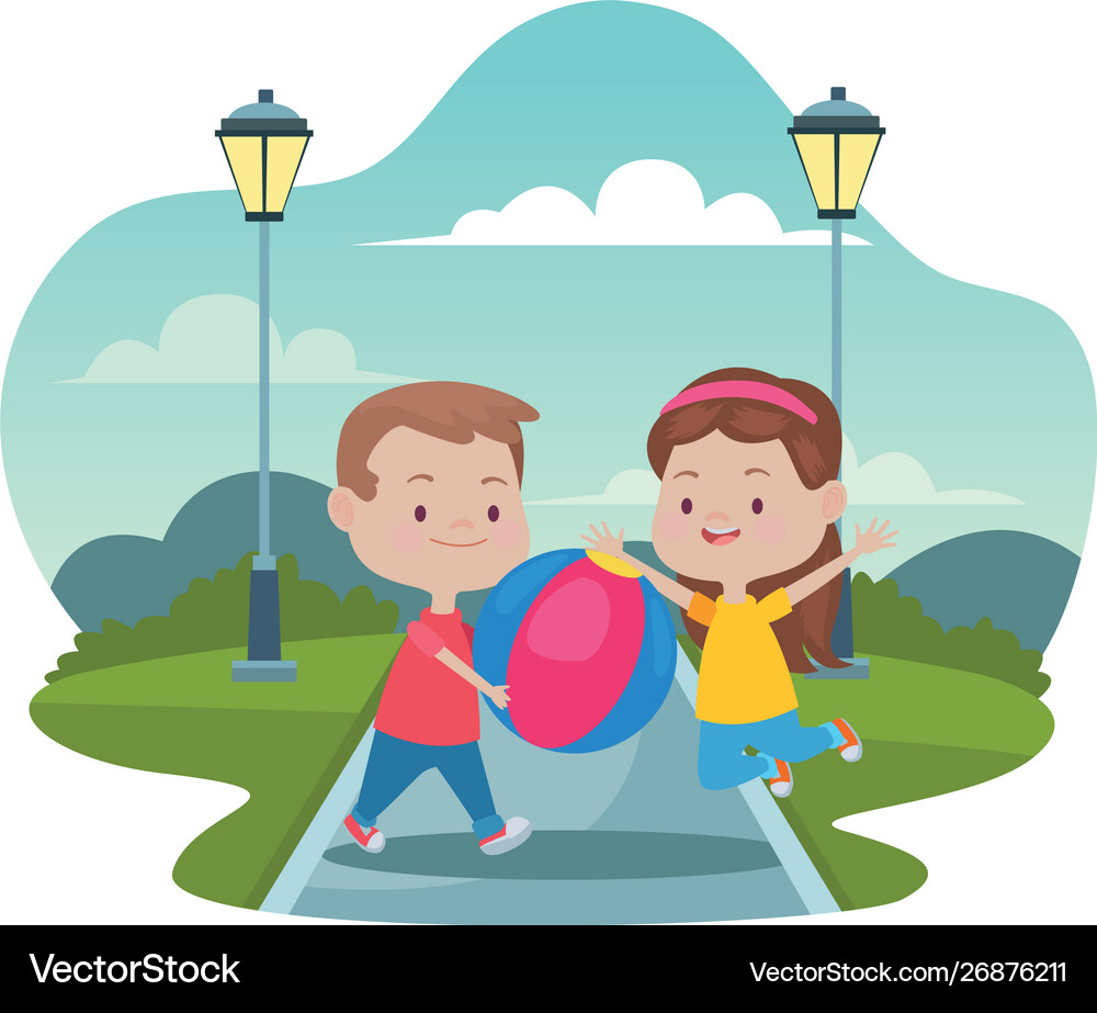 Cute happy kids having fun cartoons Royalty Free Vector