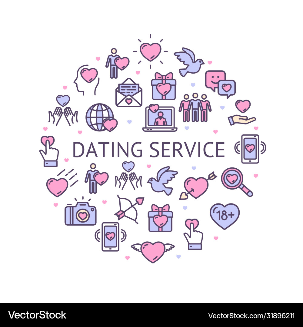 Dating service round design template contour lines