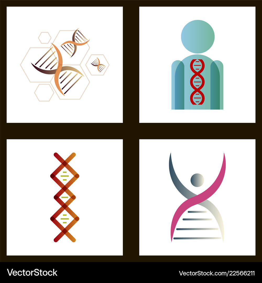 Dna genetic sign elements and icons collection Vector Image
