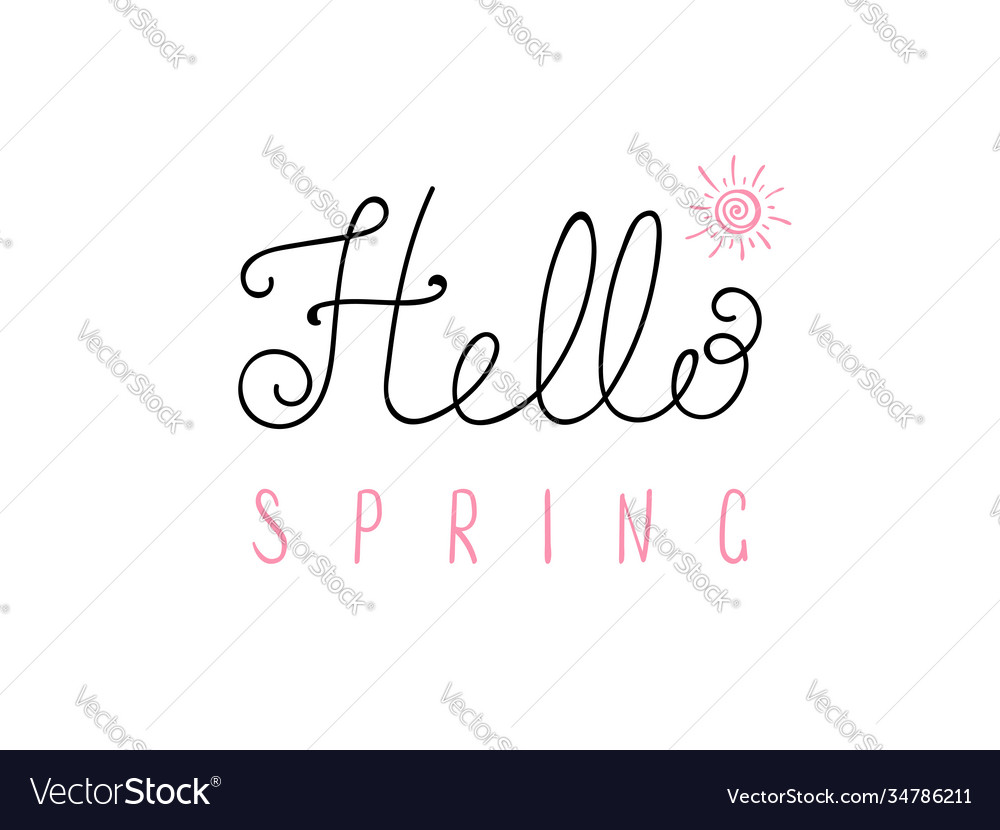 Hello spring lettering Royalty Free Vector Image