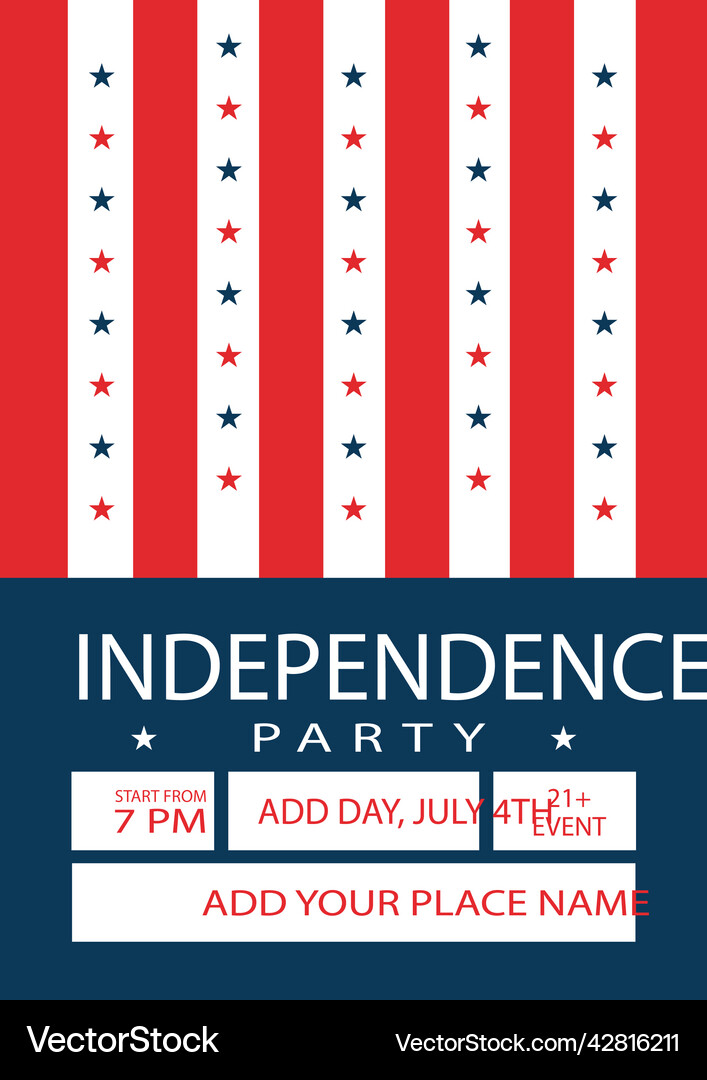 Independence day party poster flyer design Vector Image