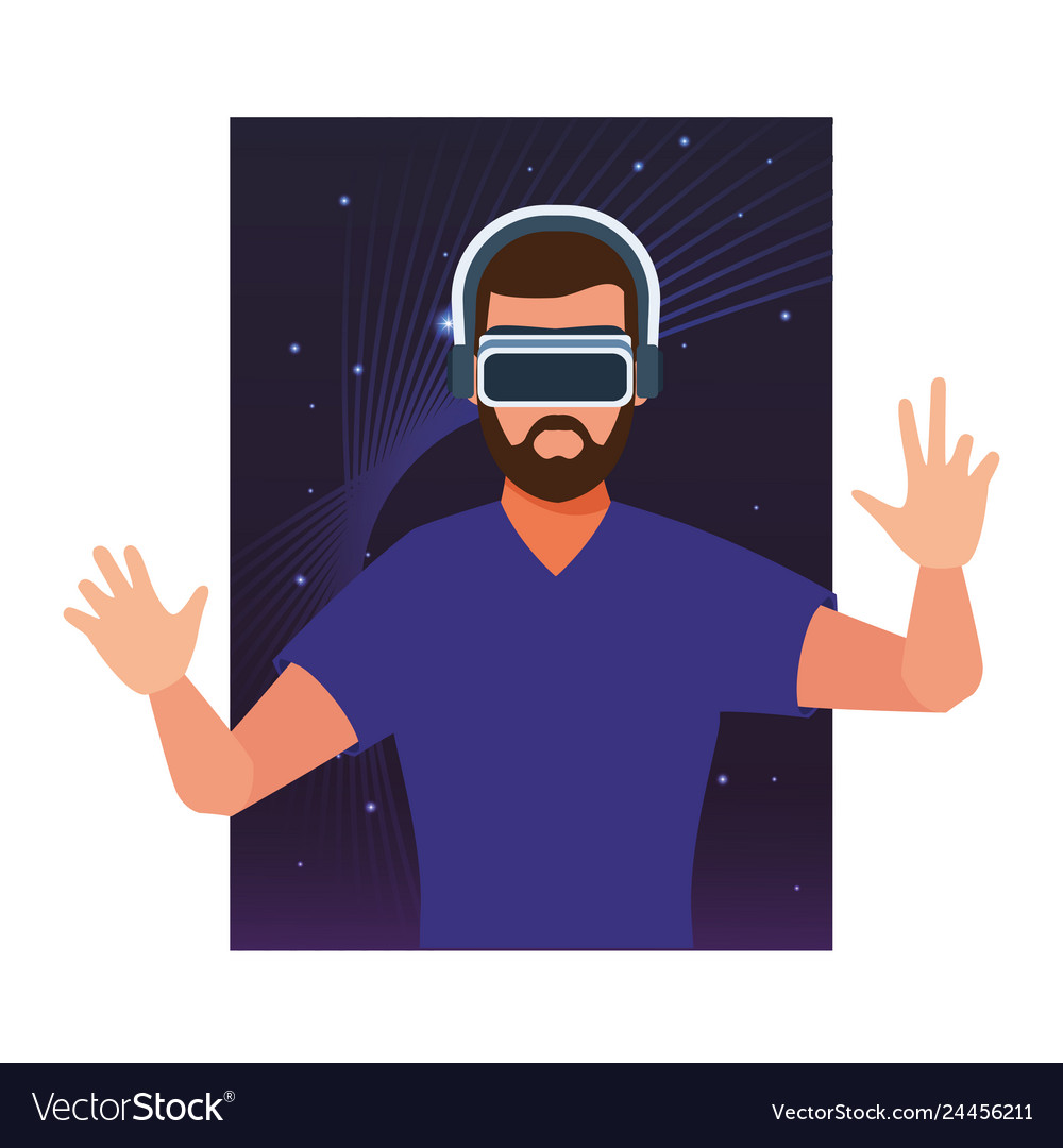 Man using virtual reality glasses Royalty Free Vector Image Man using virtual reality glasses Royalty Free Vector Image