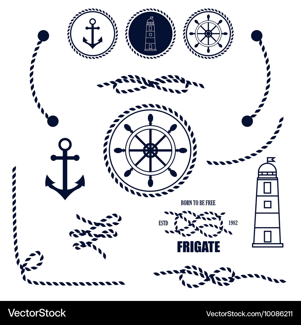 Nautical and marine icons Royalty Free Vector Image
