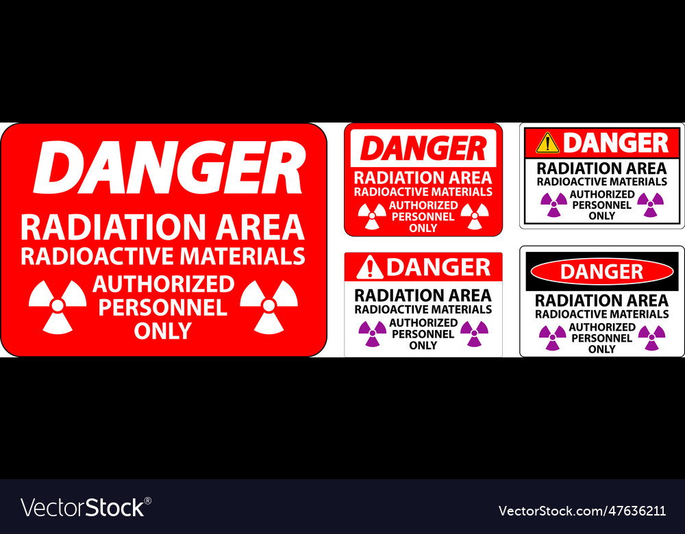 Radiation danger sign caution area Royalty Free Vector Image