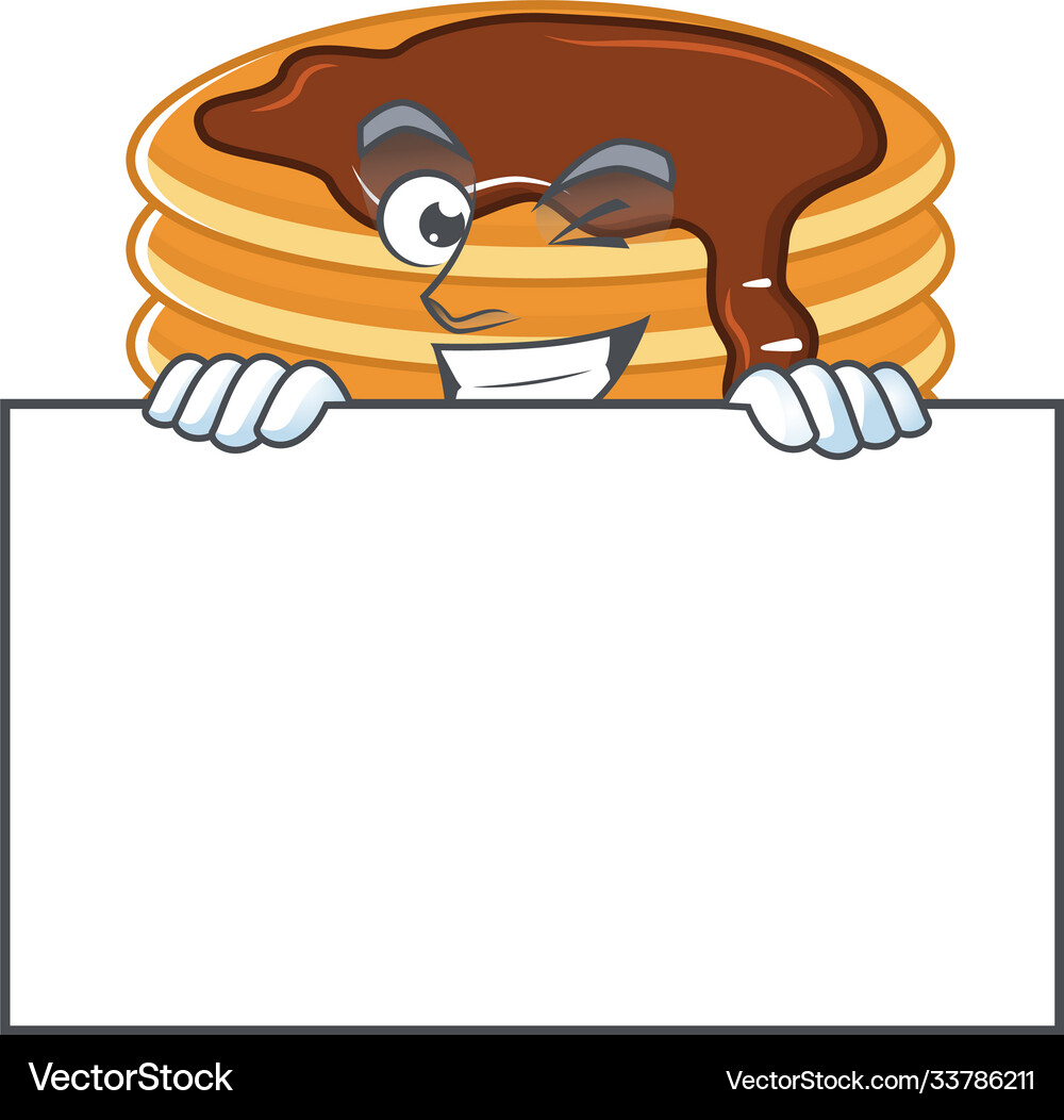 Sneaky chocolate cream pancake hiding behind board