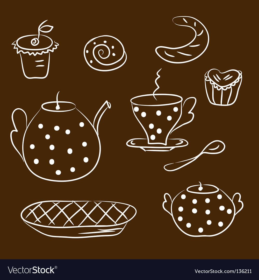 Tea set Royalty Free Vector Image - VectorStock