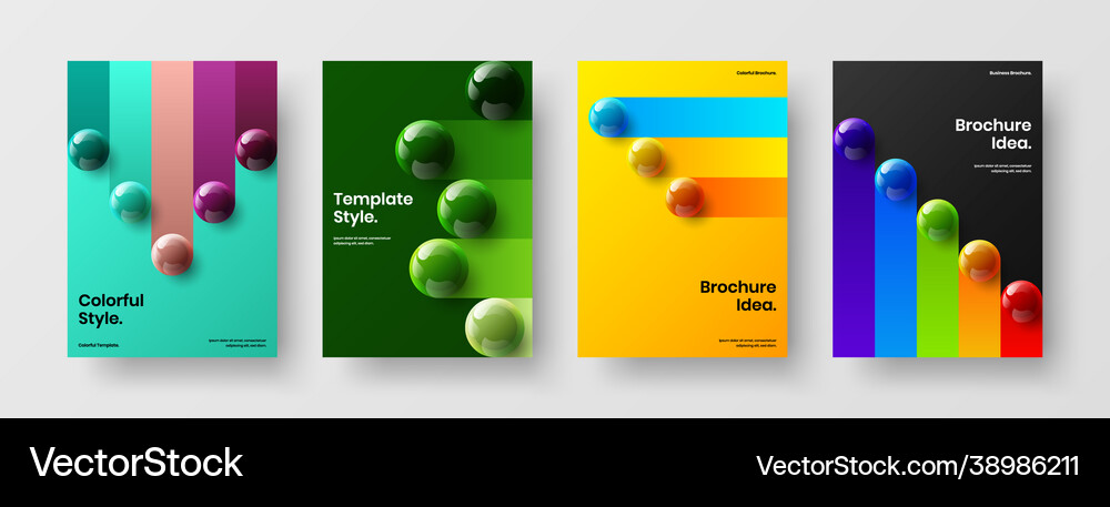 Trendy 3d spheres pamphlet set modern catalog Vector Image