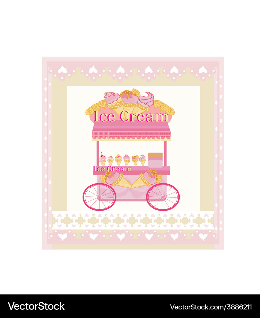 Vendor ice cream mobile booth abstract card Vector Image